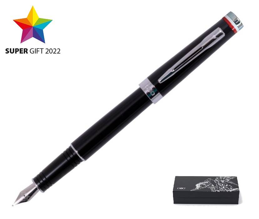 EXO Husaria Polska fountain pen, black, flag motif, chrome finish ...